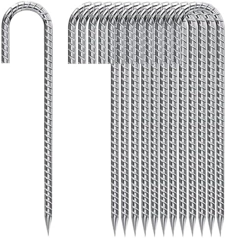 Rebar Stakes 12 Inch, Tent Stakes Heavy Duty Galvanized J Shaped 50 ...