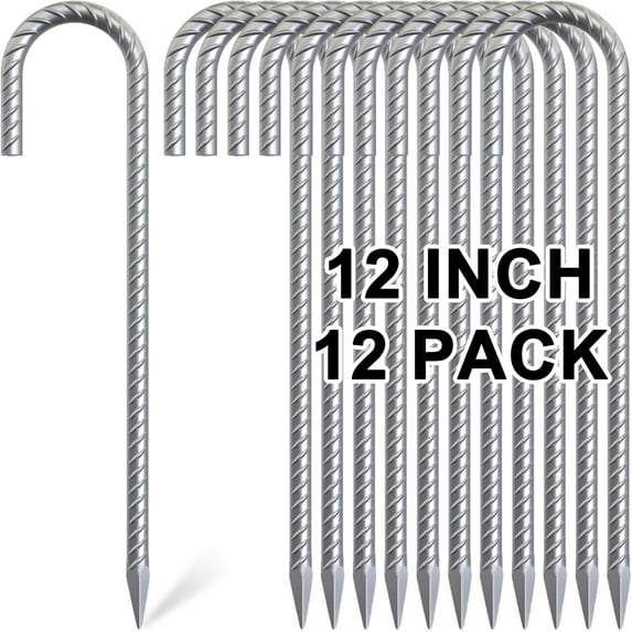 Rebar Stakes, Galvanized Tent Stakes Heavy Duty Ground Stakes, J Hook ...