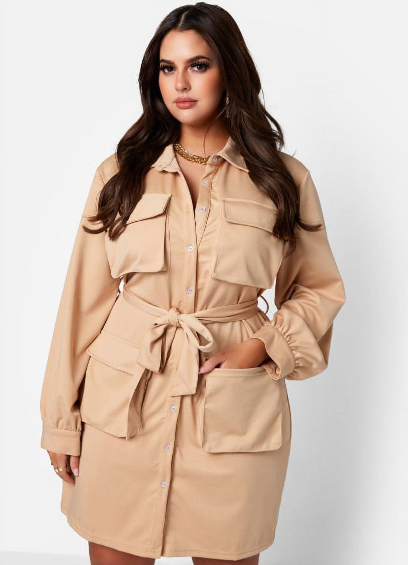 Rebdolls Women's Plus Cargo Mini Dress - Beige - 2X - Walmart.com
