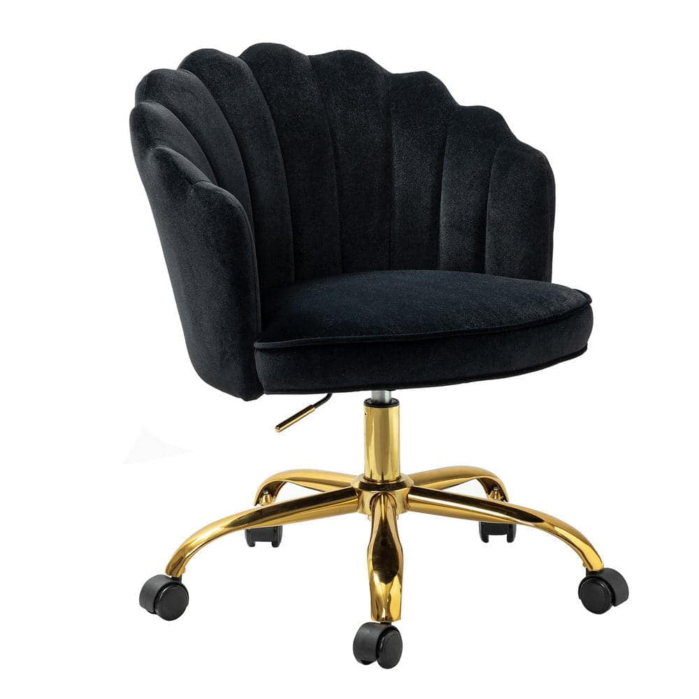 Rebeca Black Swivel Velvet Task Chair with Tufted Back - Walmart.com