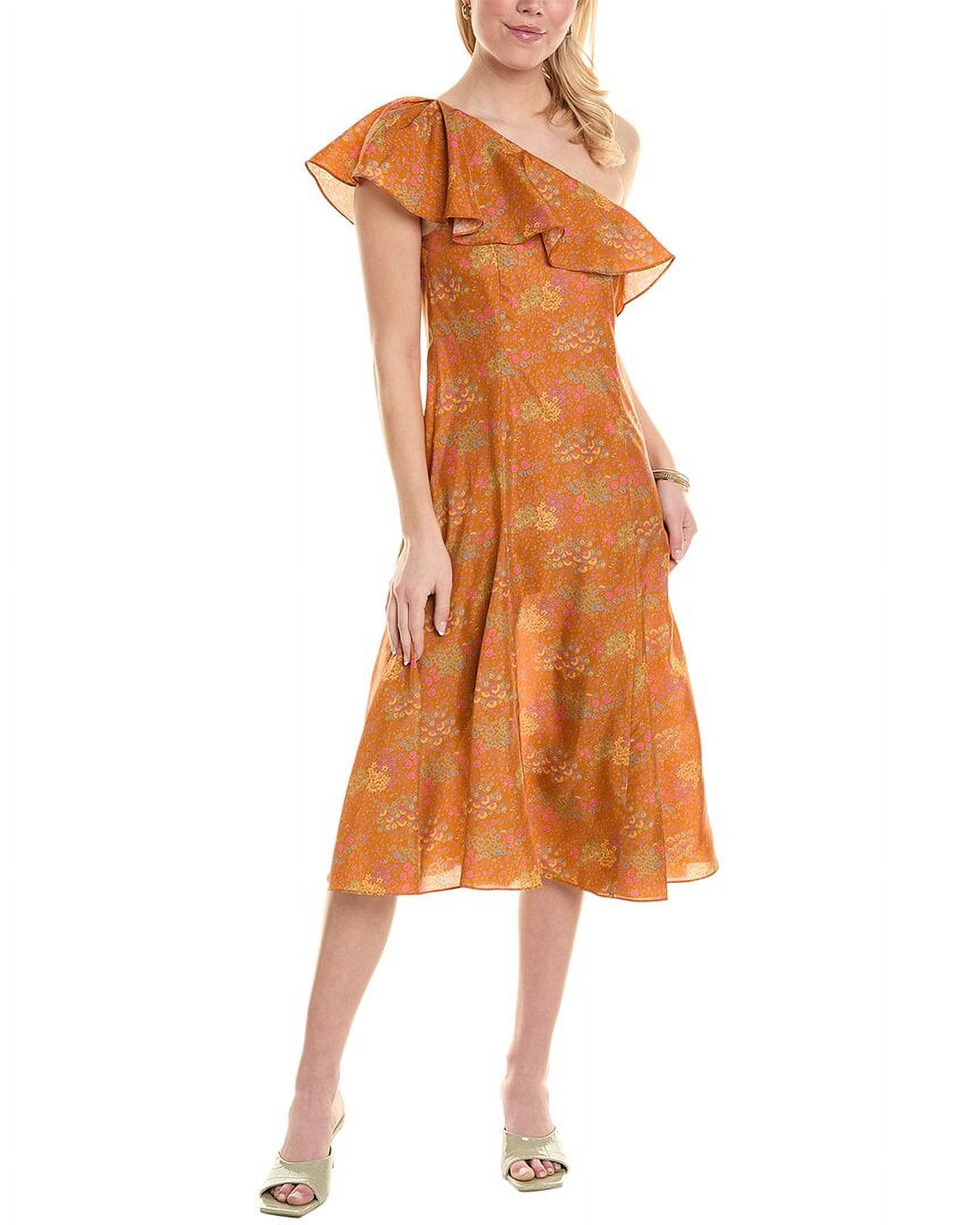 Rebecca Taylor womens Isabelle Silk Midi Dress, 2, Orange - Walmart.com