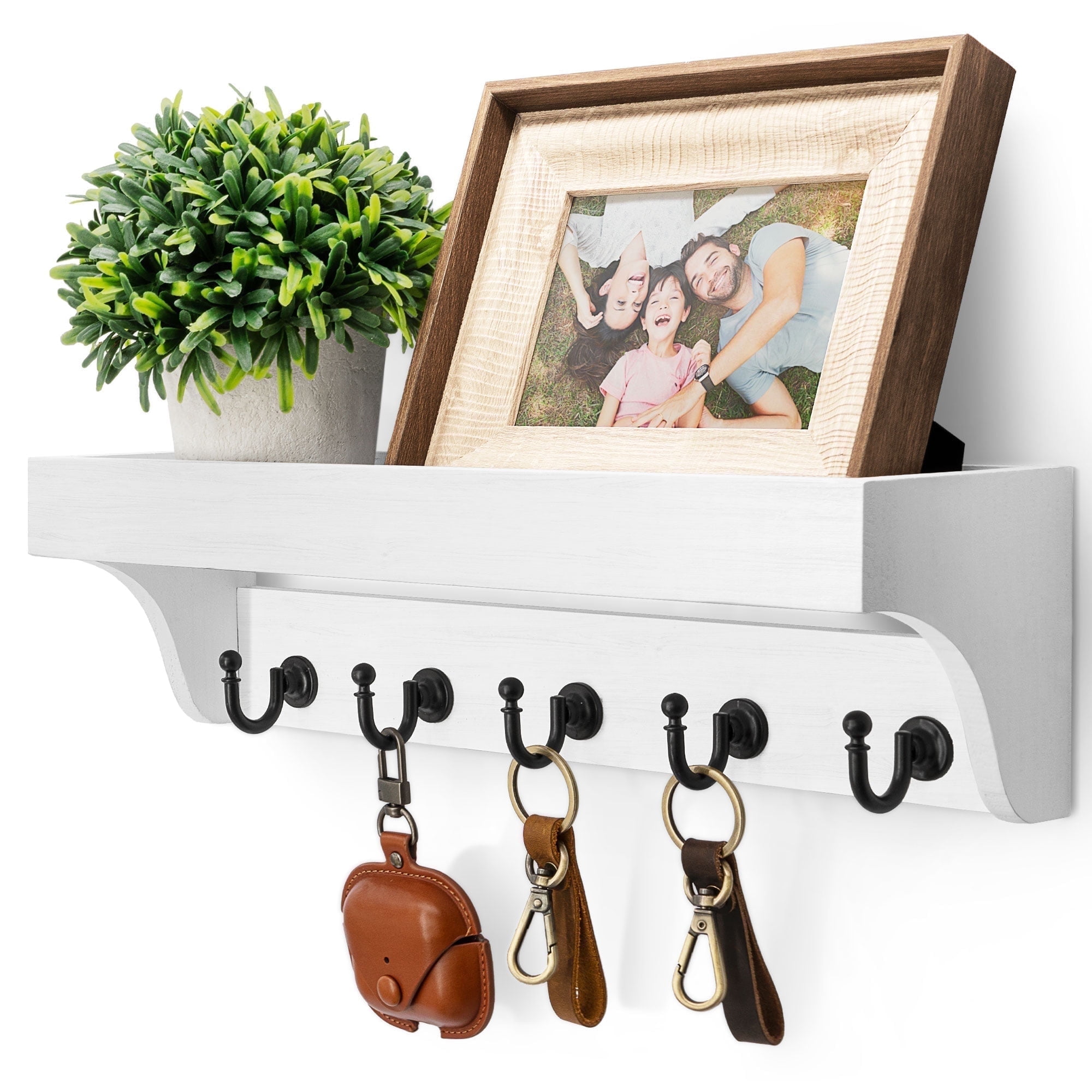Rebee Vision Key and Mail Holder Wall Mount - Wooden Hanging Organizer ...