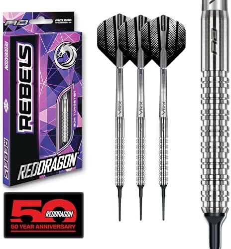 Rebel 18g Barrel / 20g Full Weight Soft Tip 90% Tungsten Darts Set with ...