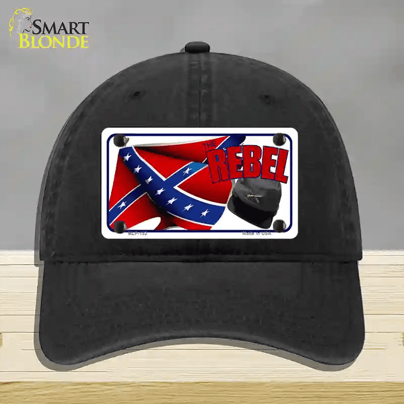 Rebel Cap And Flag Novelty License Plate Hat Unconstructed Cotton Black ...