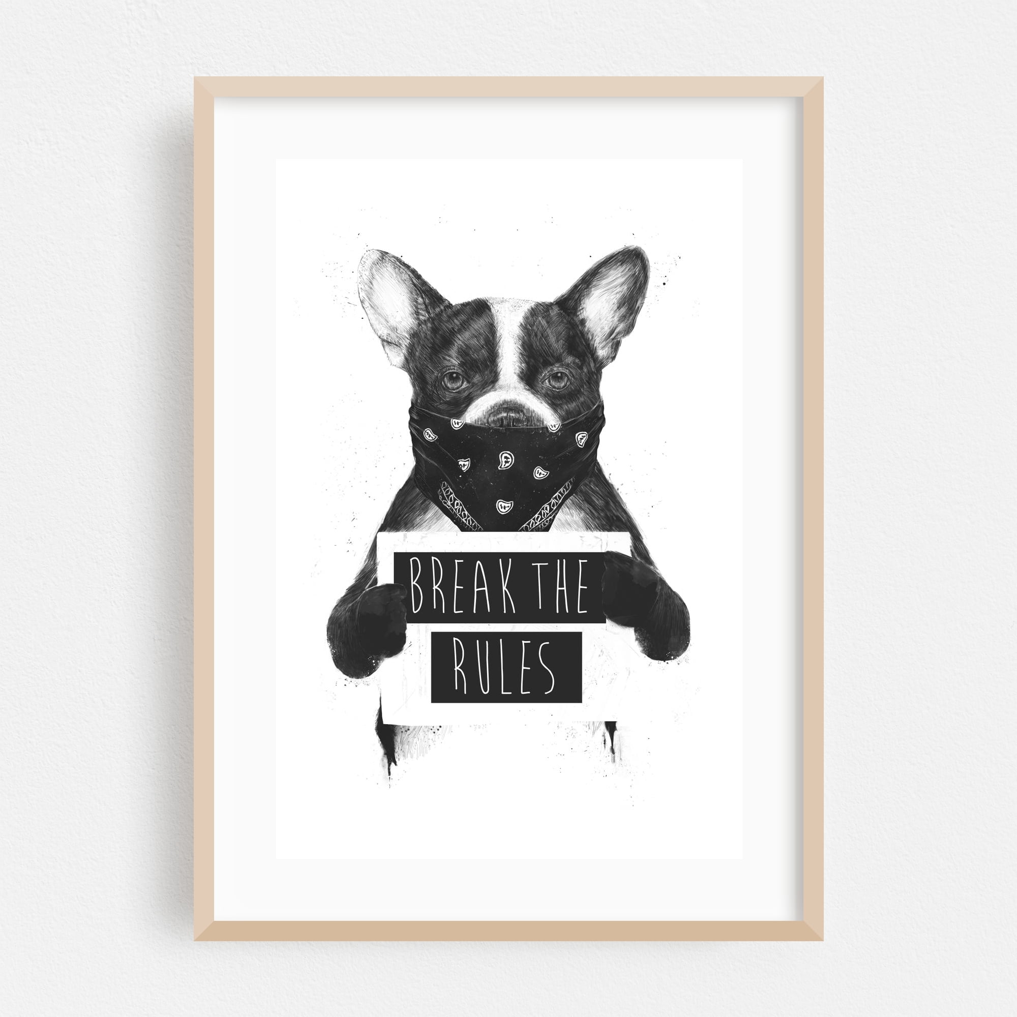 Rebel Dog - Illustration Dog Black and White Humor Typography Animal ...