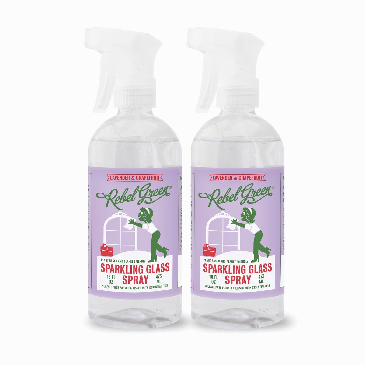 Rebel Green Sparkling Glass Cleaner - Streak Free Glass Cleaner Spray ...