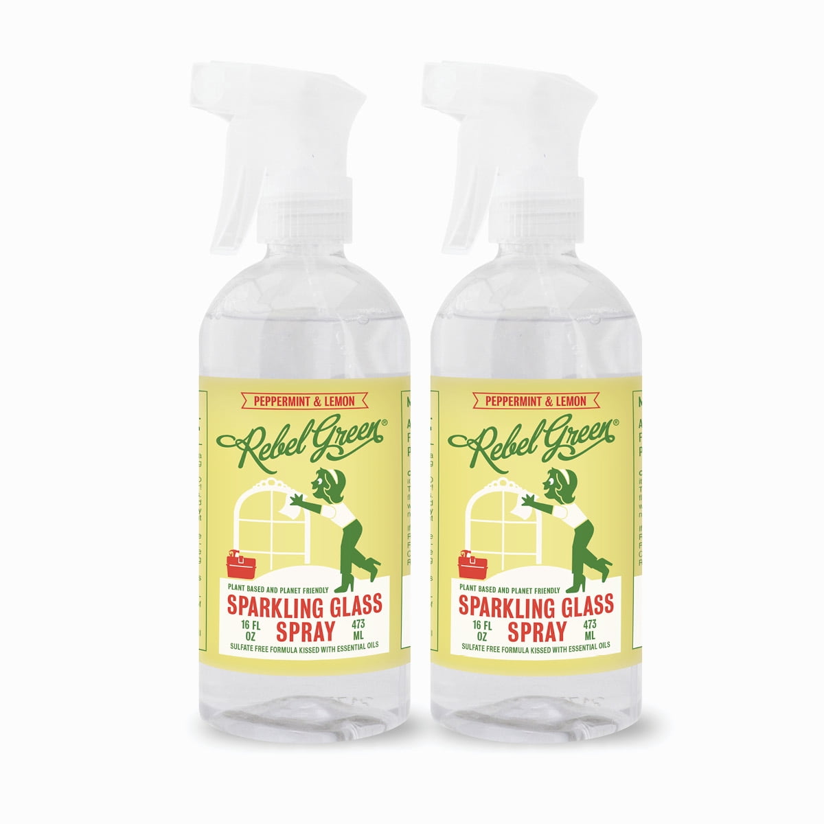 Rebel Green Sparkling Glass Cleaner - Streak Free Glass Cleaner Spray ...
