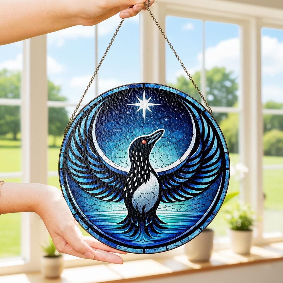Rebel Loon Glass Suncatcher, Strong Minnesota Bird Window Hanging, MN ...