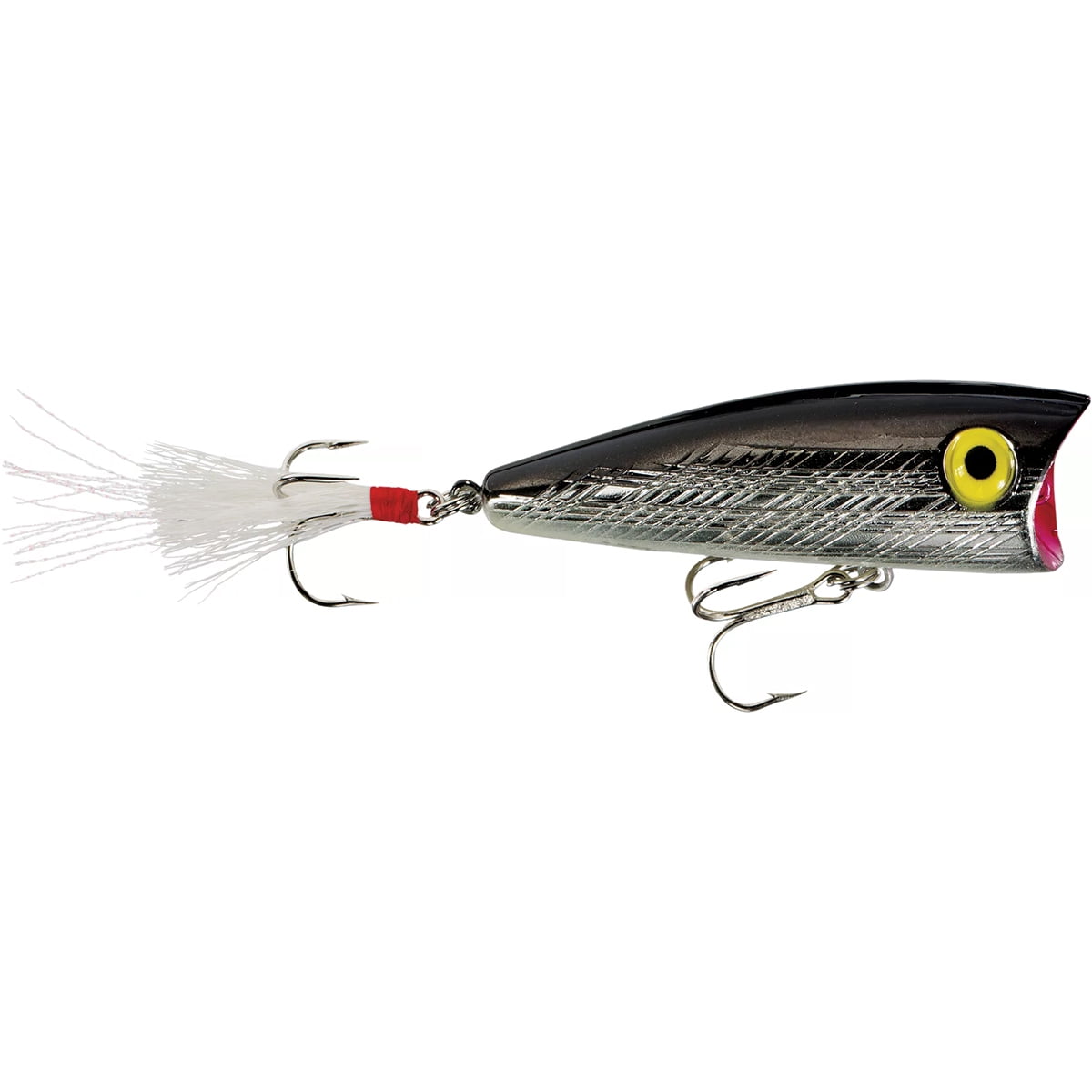 Rebel Pop-R Topwater Silver Black 2 1/2 inch 1/4 oz. Popping Lure ...