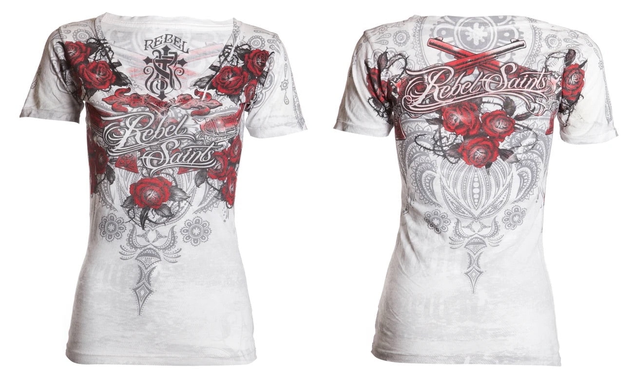 Rebel Saint By Affliction Womens Short Sleeve T-Shirt SOPHIA V-neck ...