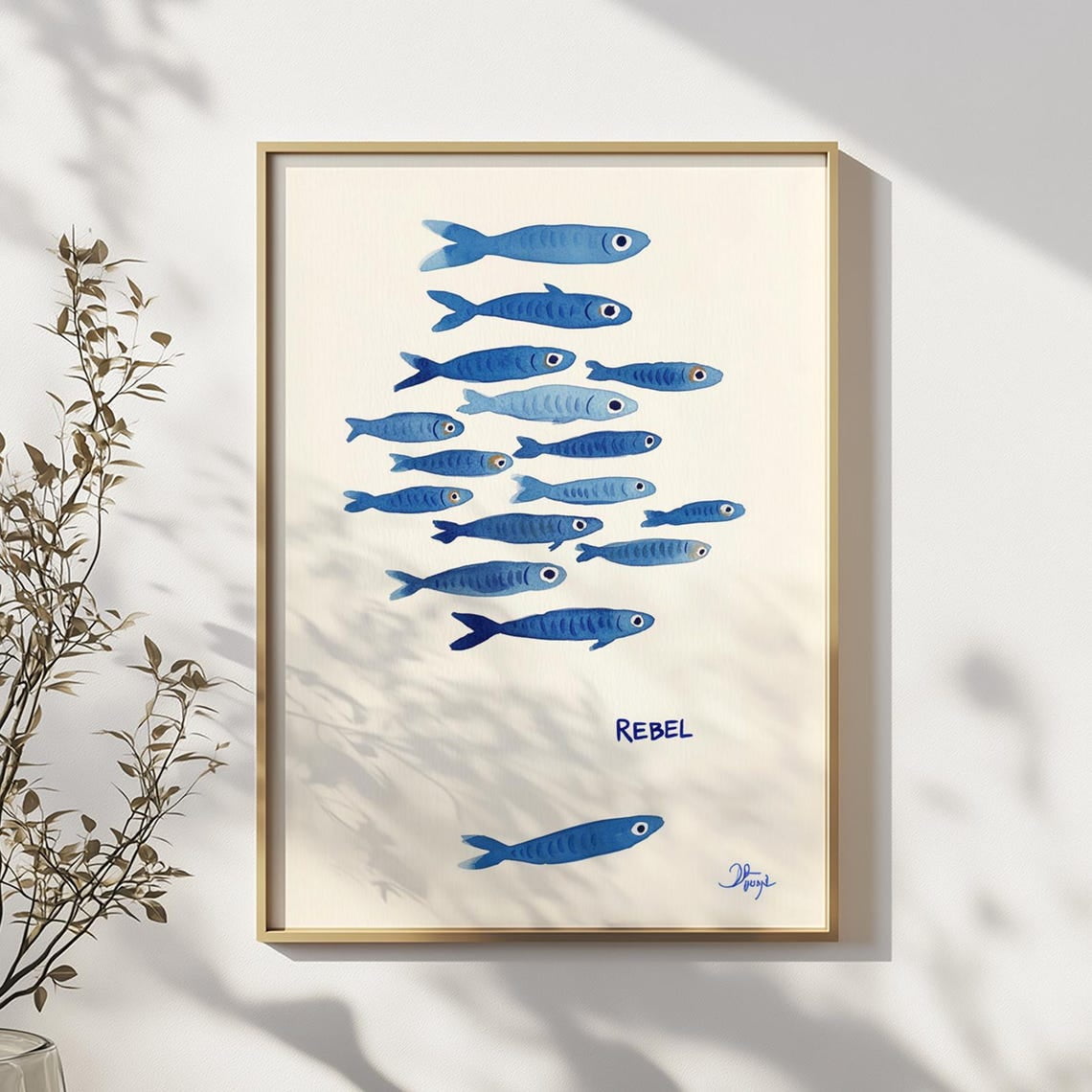 Rebel Sardines Poster, Mini Sardines Wall Art, Blue Fish Print ...