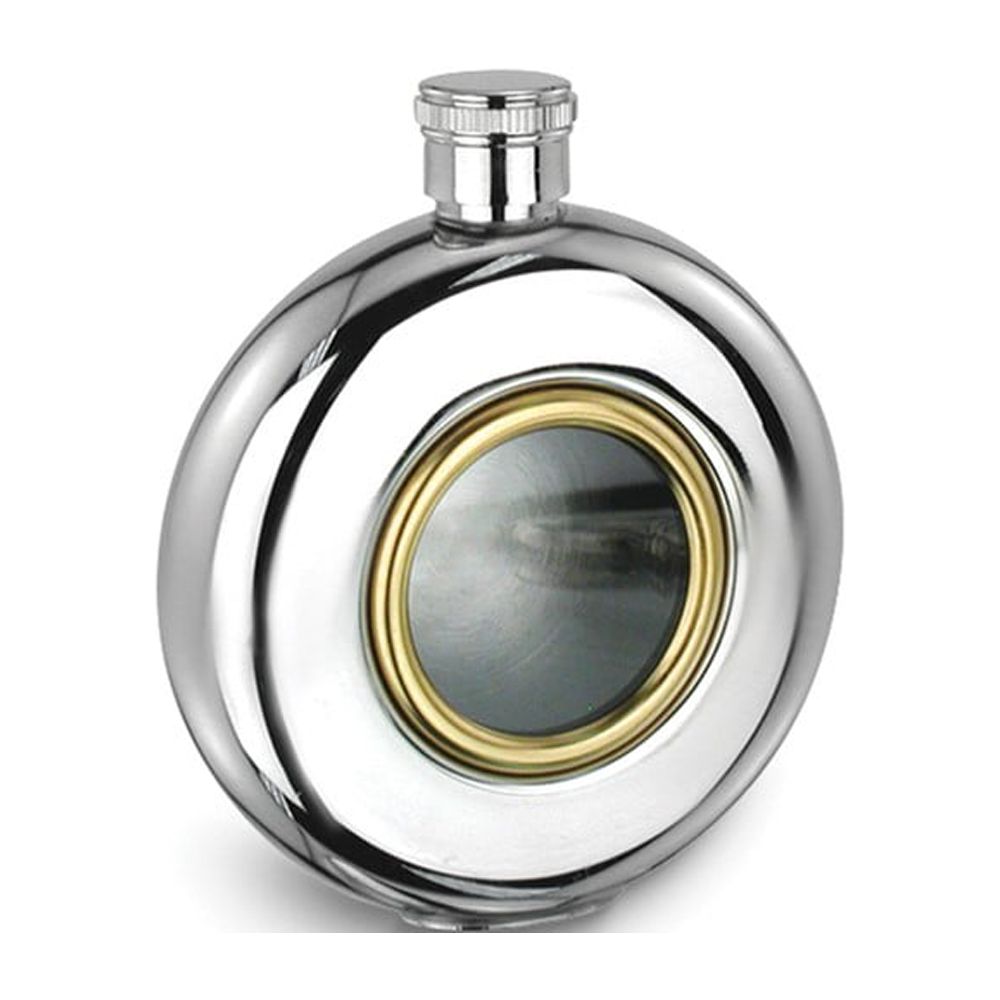 Rebel Steel Glass Window Stainless Steel and Gold-tone 5 ounce Round ...