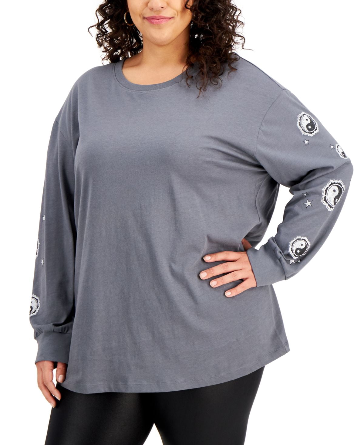 Rebellious One Womens Trendy Plus Size Yin Yang Graphic Top Turbulance ...