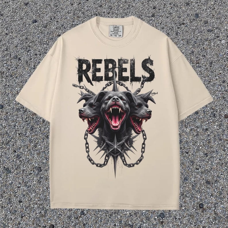 Rebels Shirt, Gothic Bull Dog Shirt, Cerberus Graphic Tee, Edgy ...