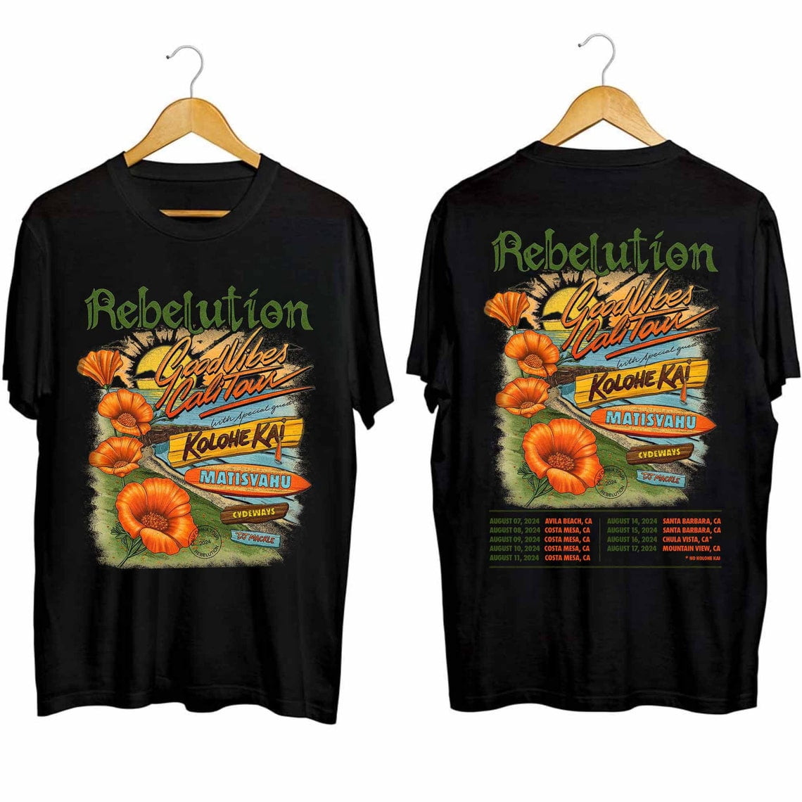 Rebelution Band Logo Rebelution Good Vibes Cali 2024 Tour Shirt,