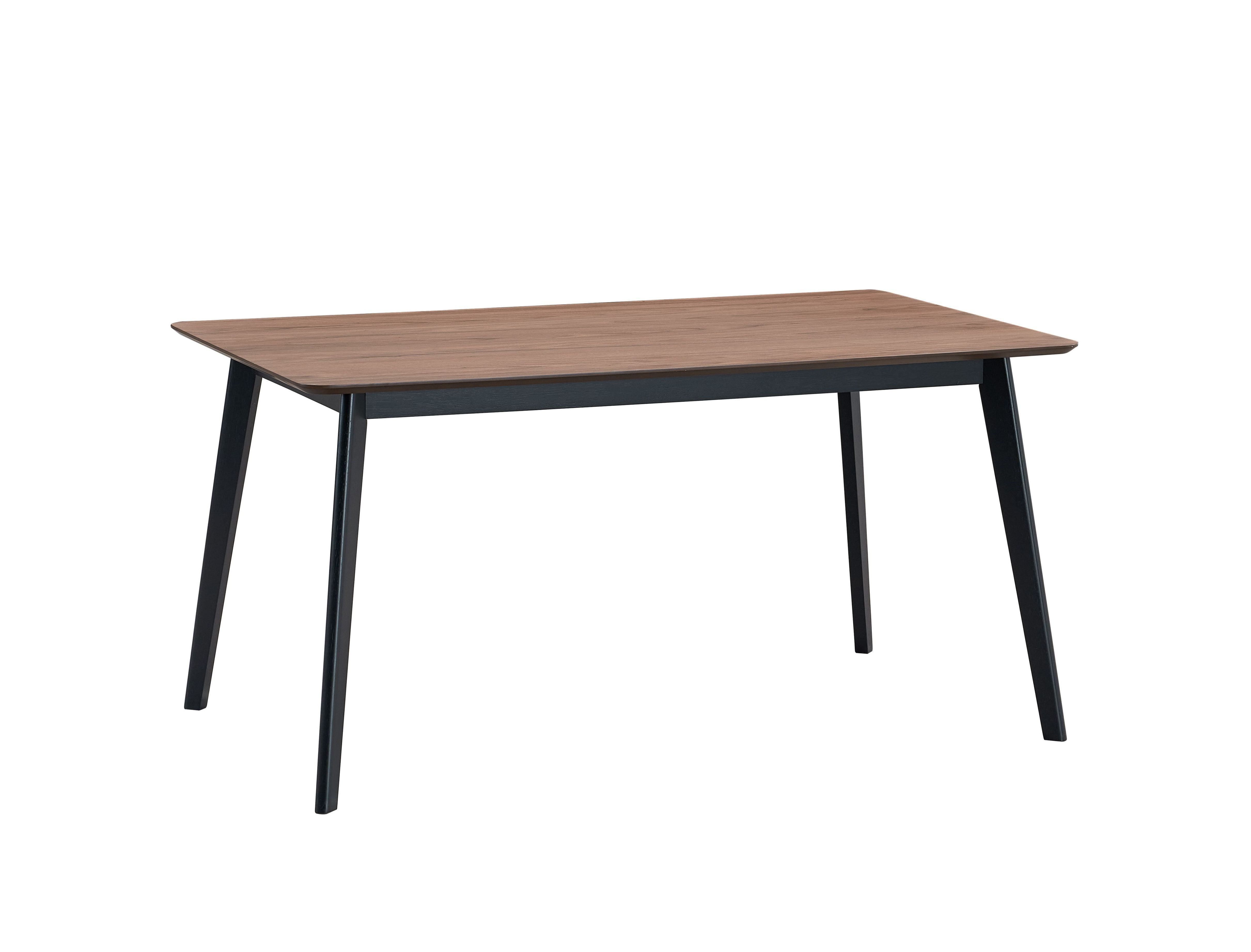 Rebi Dining Table - Walnut & Black Rectangular Wood Table - Fixed Top ...