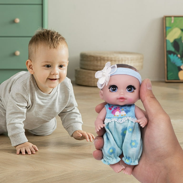 Reborn Baby Doll 6 Inch Interactive Cute Soft Vinyl Silicone Full Body Realistic Newborn Baby Dolls Poseable Lifelike Baby Dolls Accessories Gift