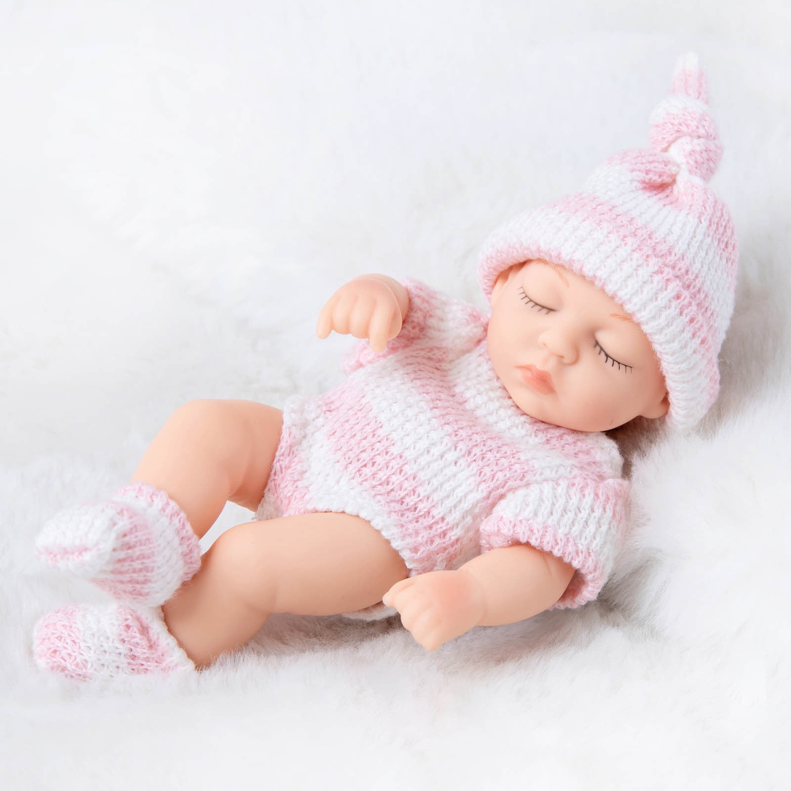Reborn Baby Doll with Pacifier & Bib, 18cm Realistic Vinyl Doll, Soft ...