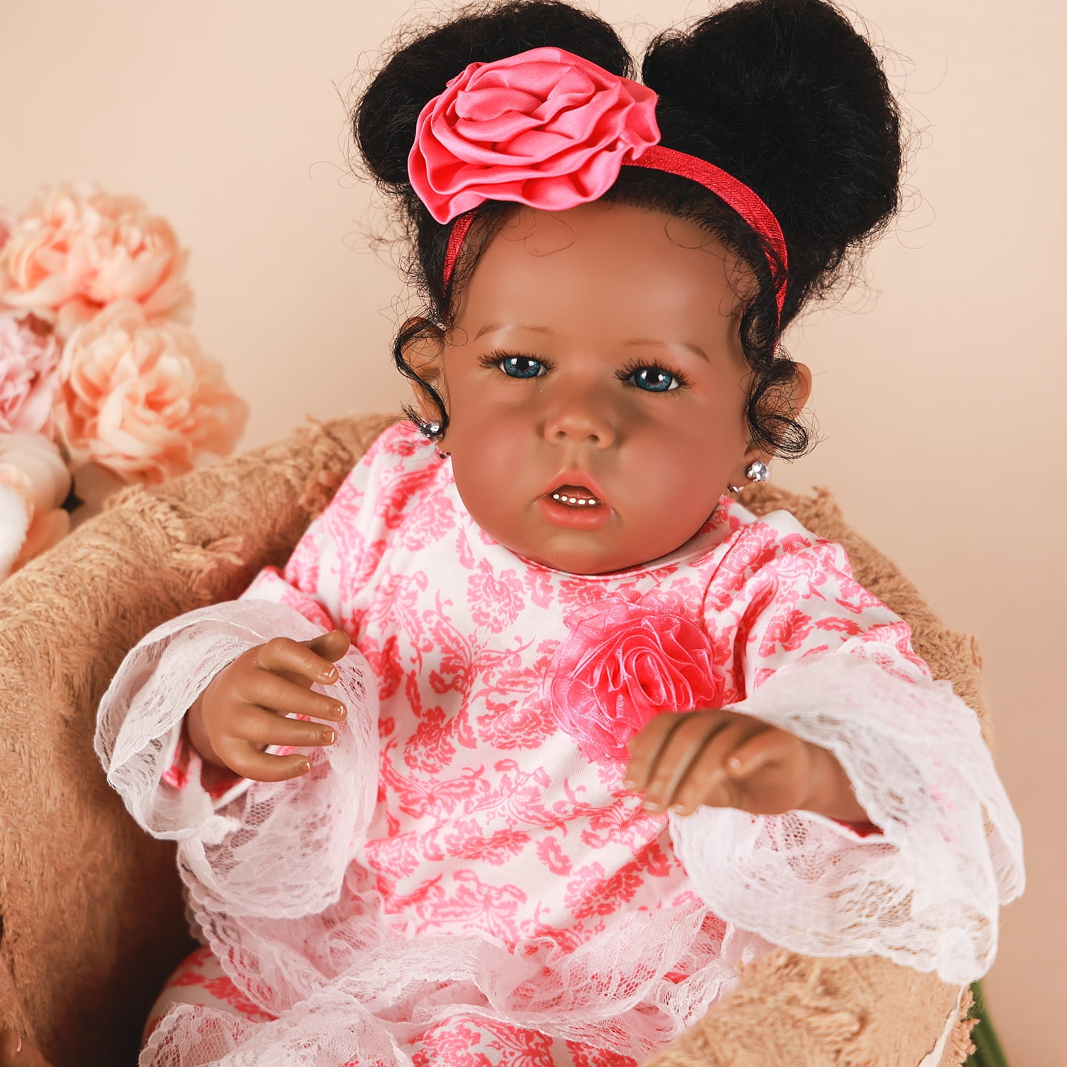 Takanini Reborn Baby Dolls 20" African American Silicone Limbs Realistic Baby Doll with Soft ...