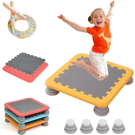 Rebounder Bouncing Board, Mini Trampoline for Kids, 25 Inch Square ...