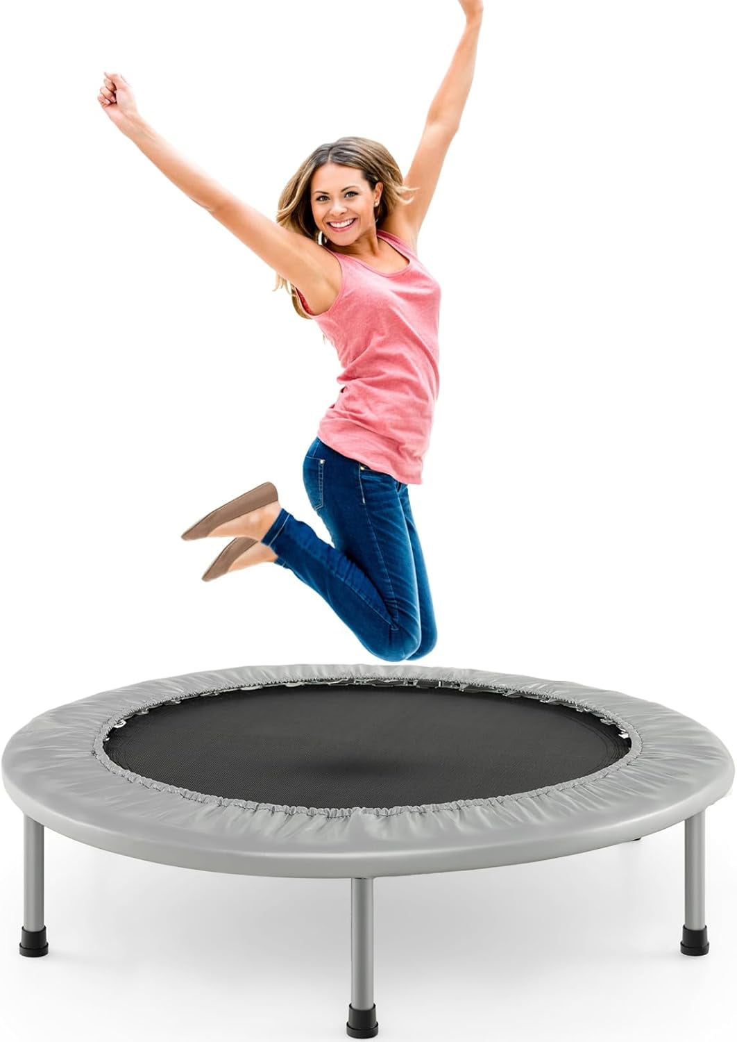 Rebounder Trampoline for Adults, Mini Exercise Trampoline with Safety ...