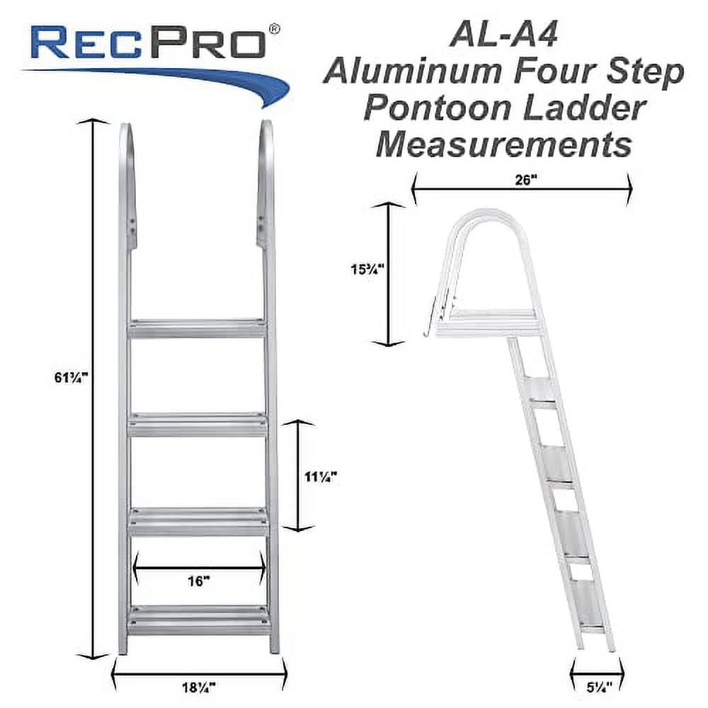 RecPro Marine Aluminum Removable Boarding Ladder | 76" Height | Heavy ...