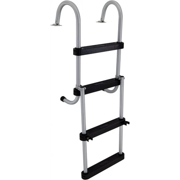 RecPro Marine Pontoon Boat 4 Step Folding Boarding Ladder AL-B4 ...