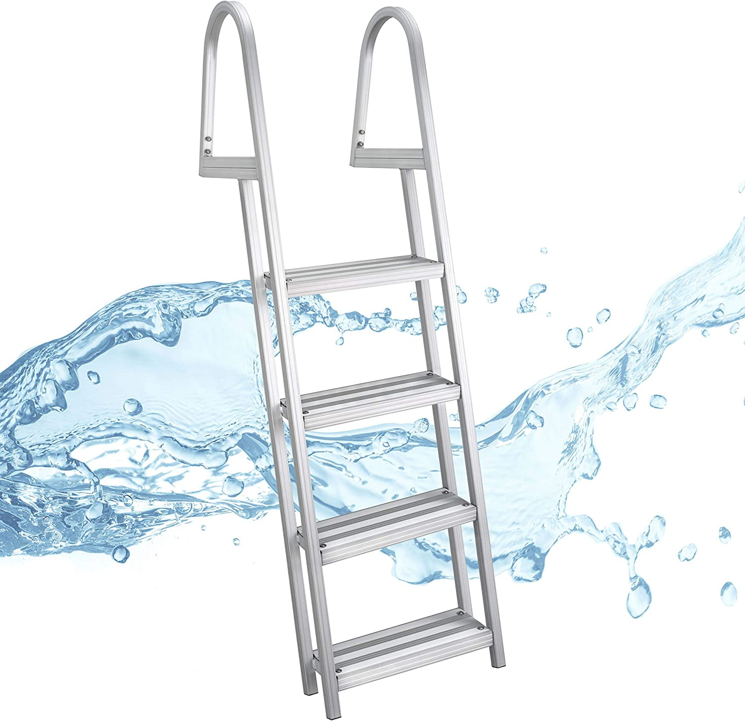 Recpro Marine Pontoon Boat Dock Heavy Duty Aluminum 4 Step Removable
