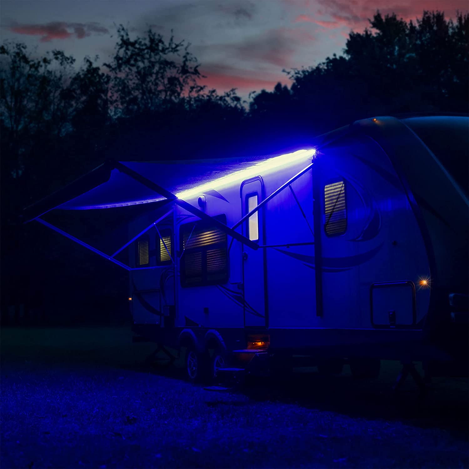 RecPro RV 12' Blue LED Awning Party Light 12V W/MOUNTING Channel ...