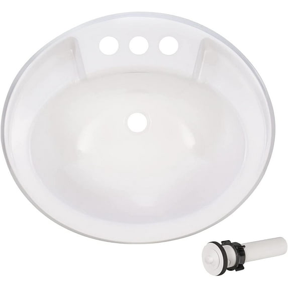 RecPro RV 20" x 17" Plastic Oval Bathroom Sink | White | Single Bowl ...
