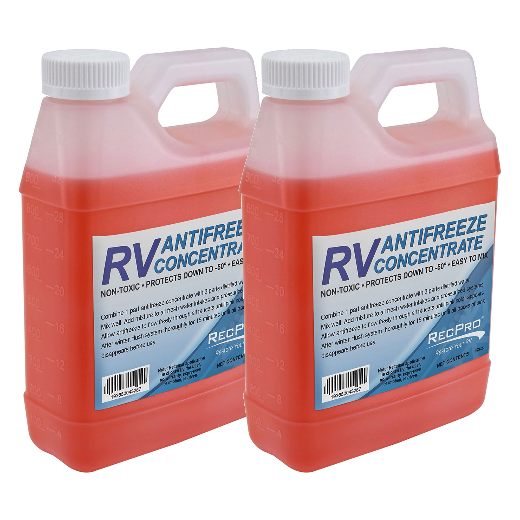 RecPro RV Antifreeze Concentrate Fluid for Winterizing Vehicles (2 Pack ...