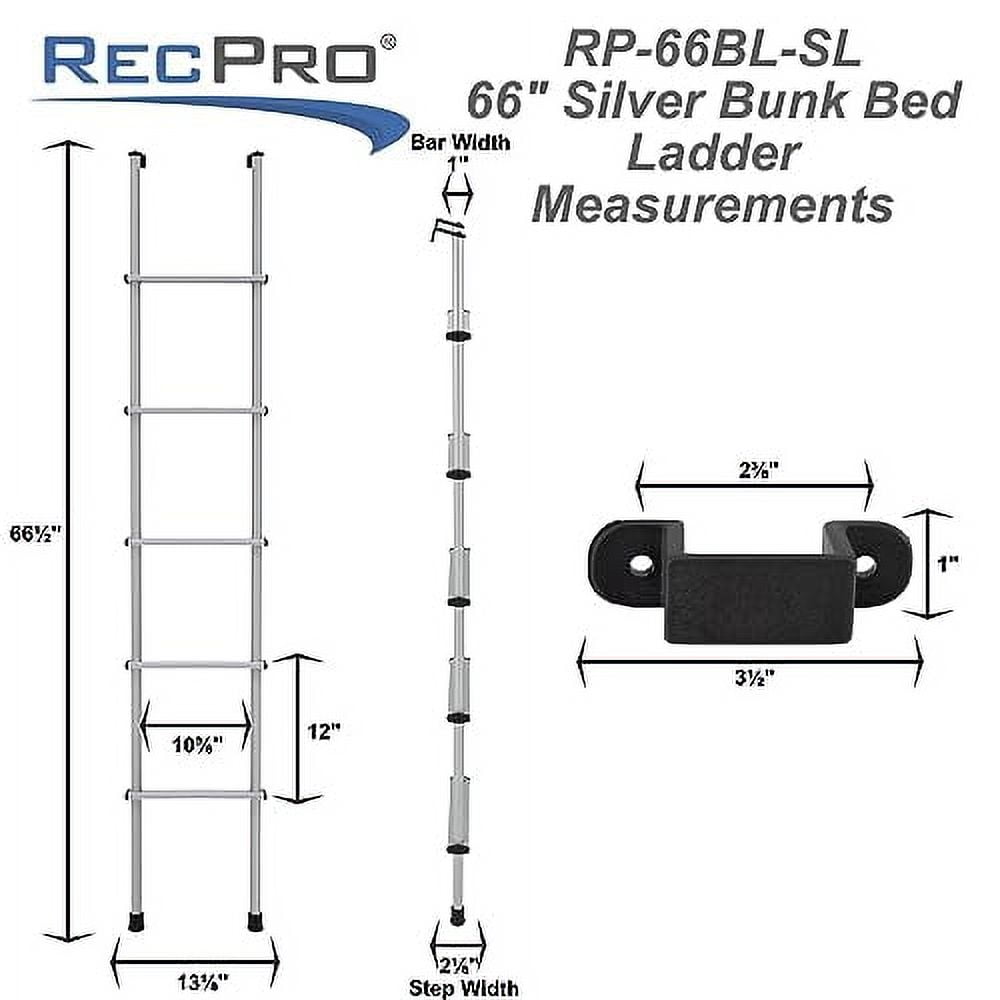 RecPro RV Bunk Ladder 66" | Black or Silver Color Options | Mounting ...