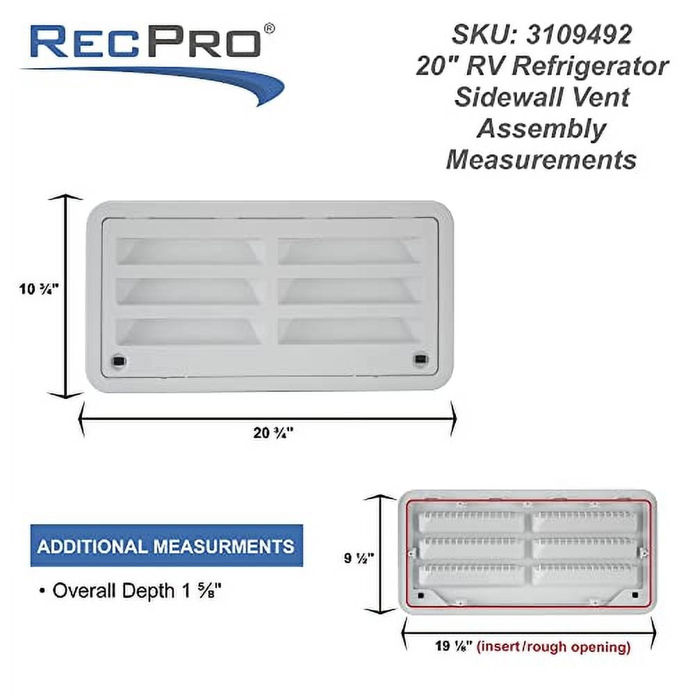 RecPro RV Camper Trailer 20" Compatible with Dometic Refrigerator Side ...