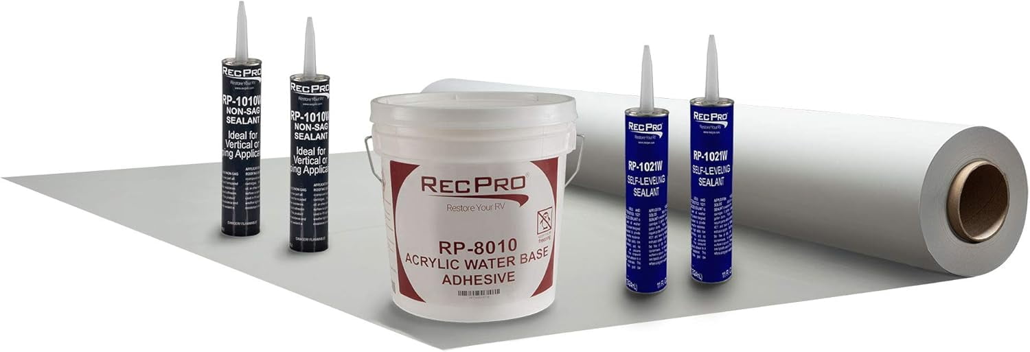 RecPro RV PVC Slide Out Rubber Roof Kit | 4' Wide | Roof Repair | UV ...