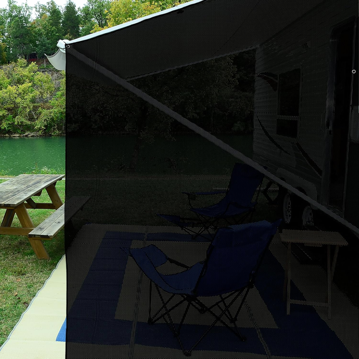 RecPro Rv Awning Side Sun Shade Screen for Side Panel | Black Mesh ...