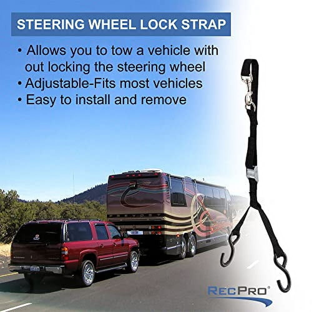 RecPro Steering Wheel Lock Strap with Ratchet and Hooks - Walmart.com