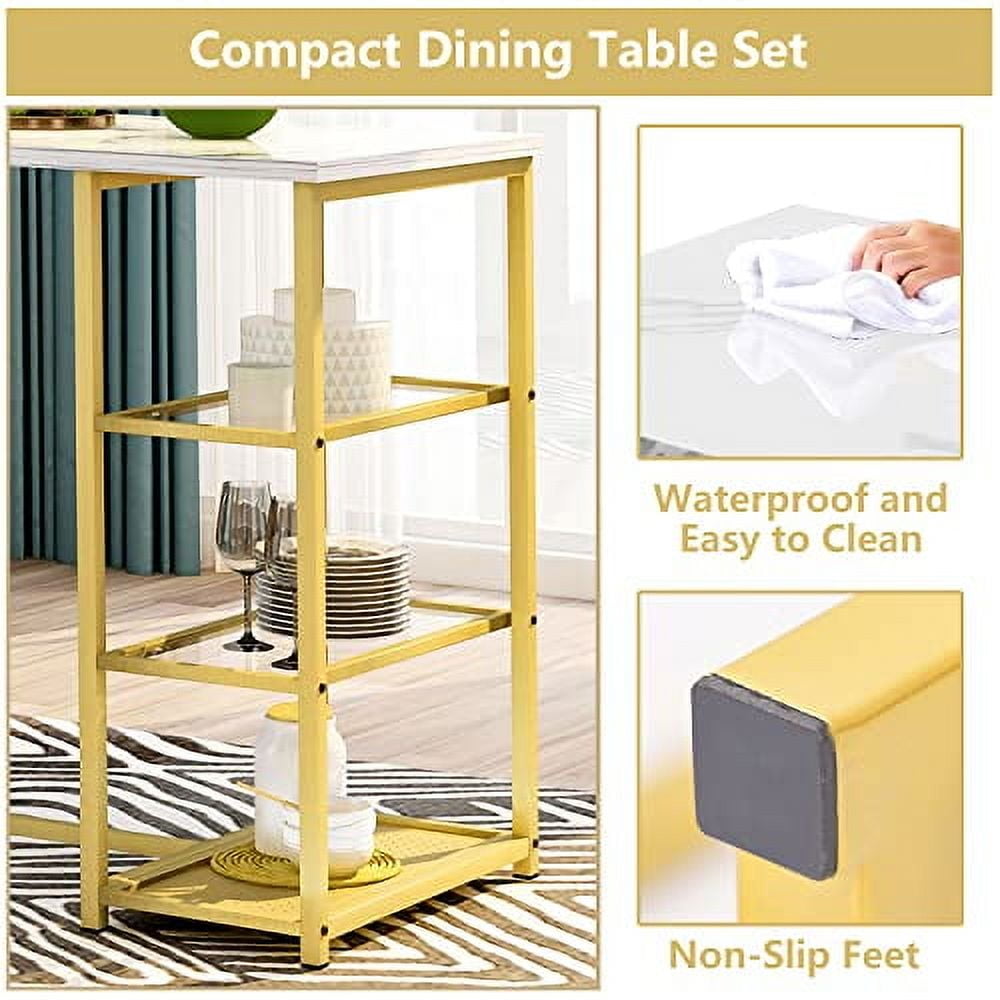 Recaceik 3-Piece Bar Table Set for 2, Modern Pub Table Dining Table Set ...