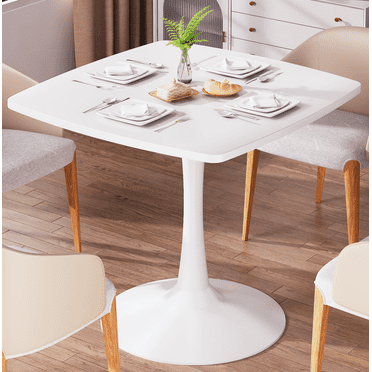 32" Tulip Table Small Pedestal Table for 4 Modern Square Dining Room ...