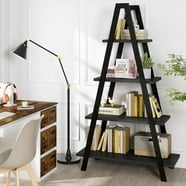 Fionafurn A-Shaped 5-Tier Bookshelf, Modern Wooden Ladder Shelf Open ...