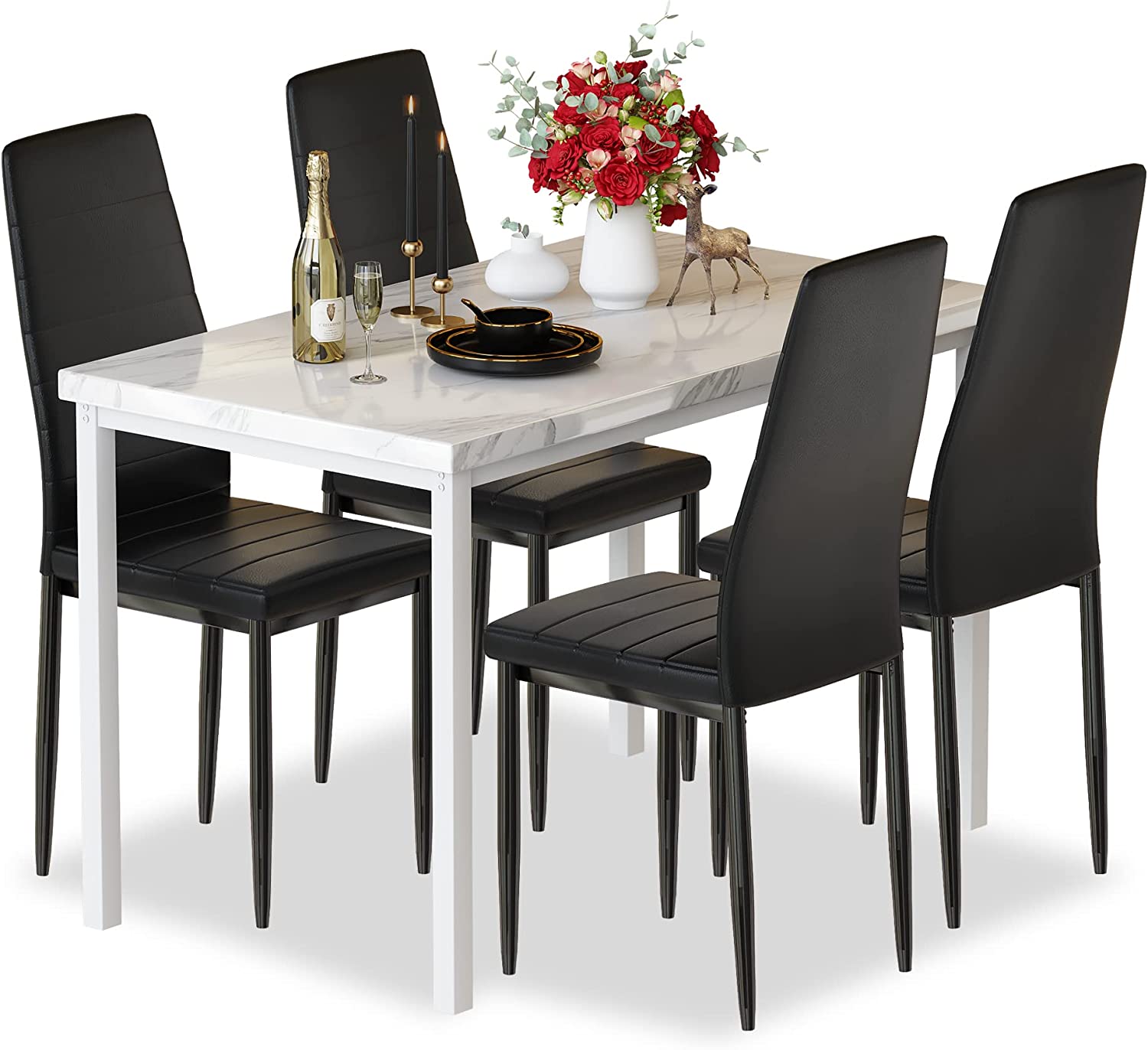 XL Series 5pc. Black Card Table and Chair Set, Folding, Commercial ...