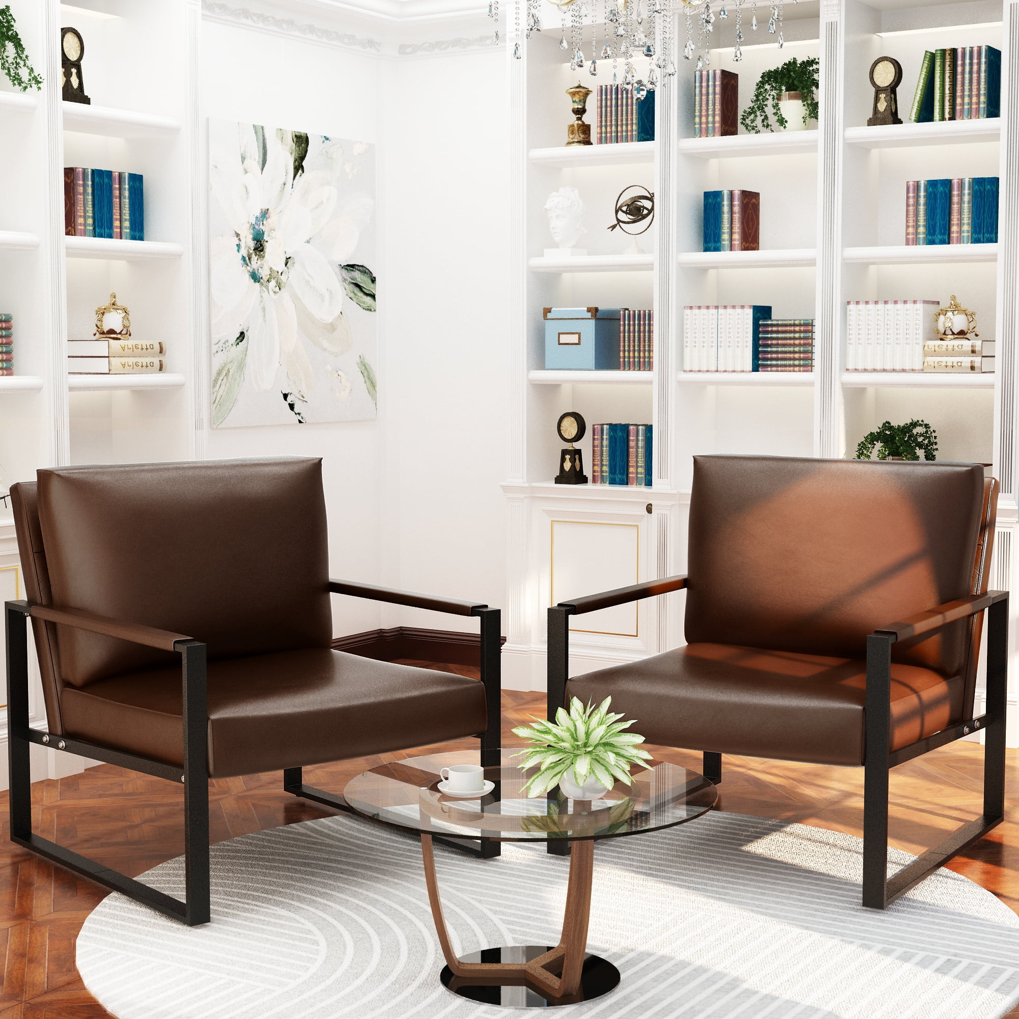 Recaceik Accent Chairs Set of 2, Mid-Century Modern Living Room Chair ...