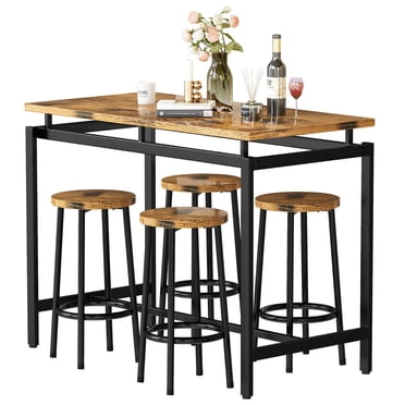AWQM 5 Piece Bar Table Set, Kitchen Counter Height Table with 4 Stools ...