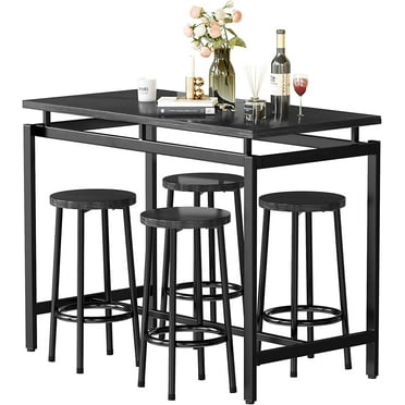 AWQM 5 Piece Bar Table Set, Kitchen Counter Height Table with 4 Stools ...