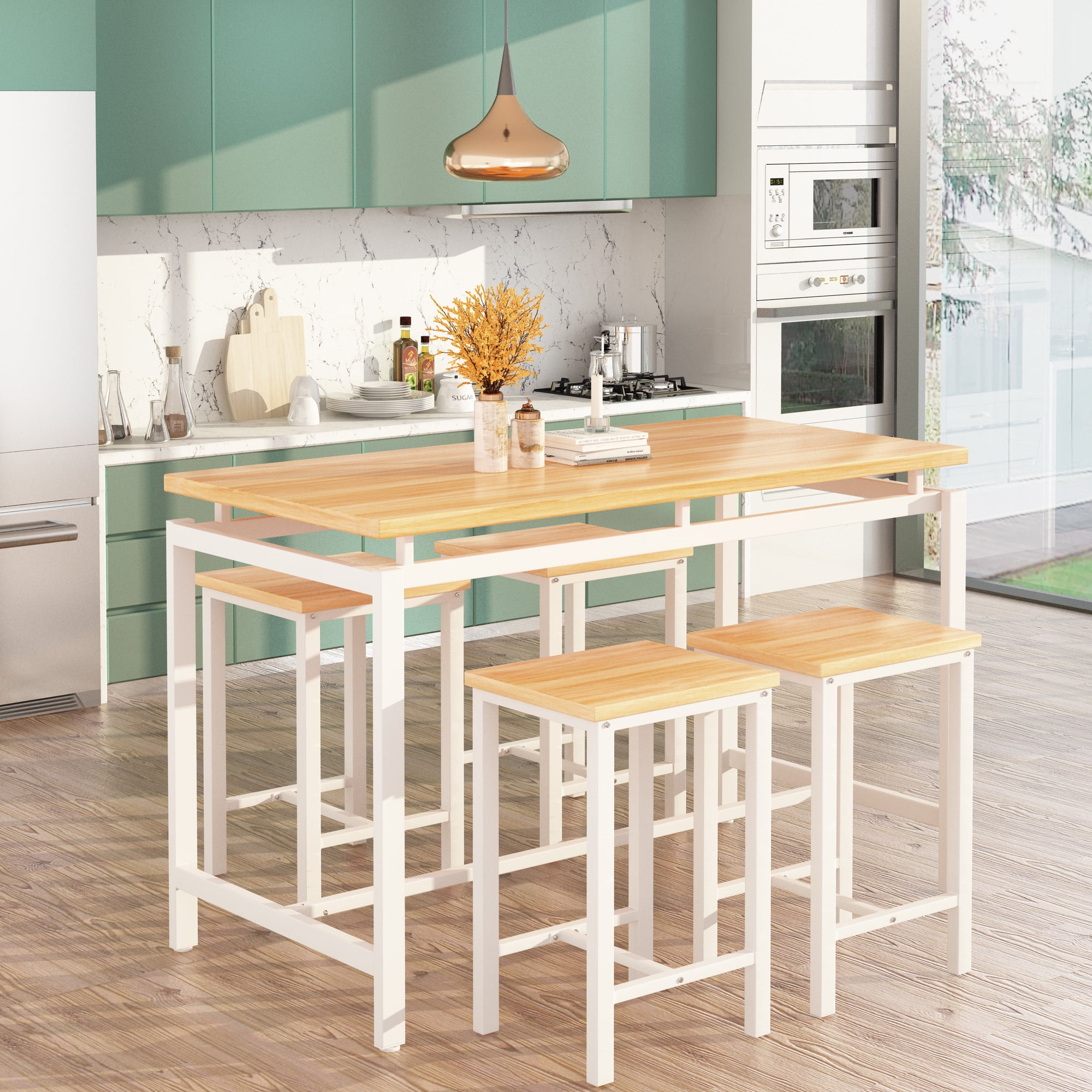 Recaceik Modern 5-Piece Counter Height Pub Table Set with High Style ...