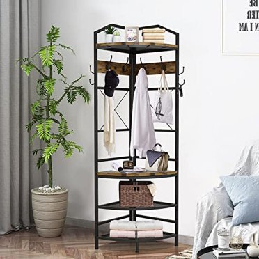 Kings Brand Furniture Entryway Corner Hallway Stand with Metal Hooks ...