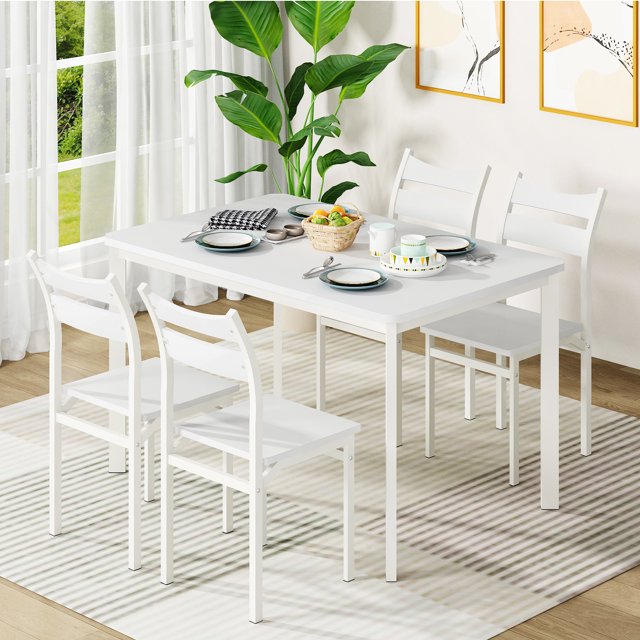 Recaceik Compact Dining Set for 4, 43 Inch Table and Chairs for Small ...