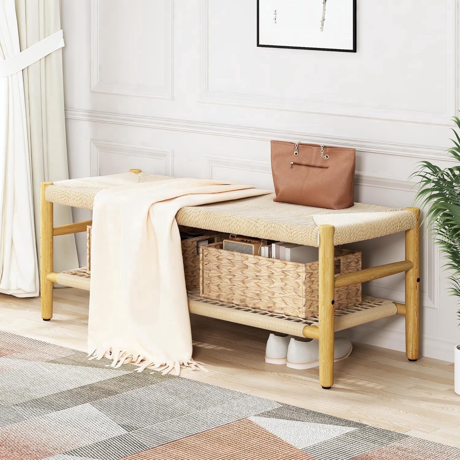 Cvortll Entry Bench with Storage,39 inch Storage Benches with Paper ...