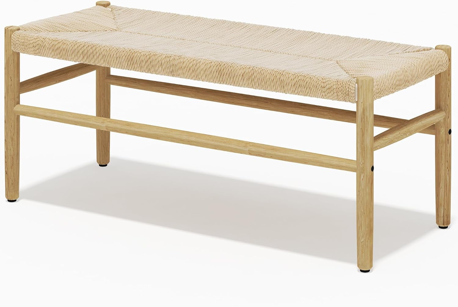 Recaceik Indoor Entryway Bench with Paper Cord Ottoman, Mid-Century ...