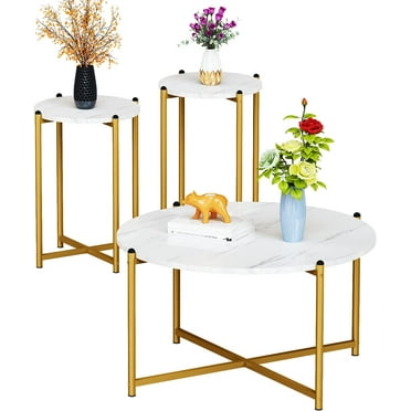 Modrest Elsa - Modern Oyster Concrete Round Coffee Table - Walmart.com