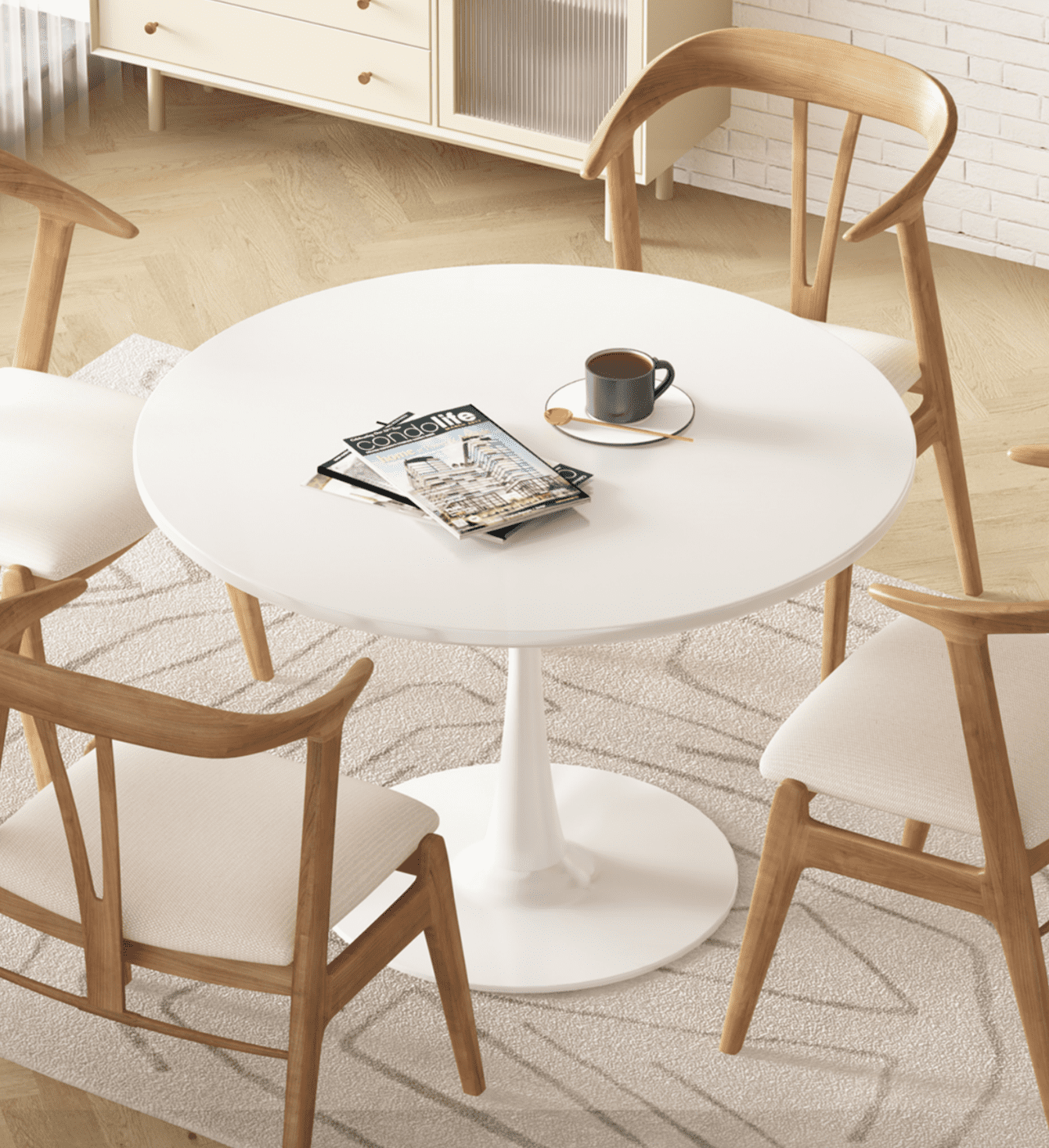 Recaceik Round Dining Table, 31" Elegant Tulip Table Round with MDF ...